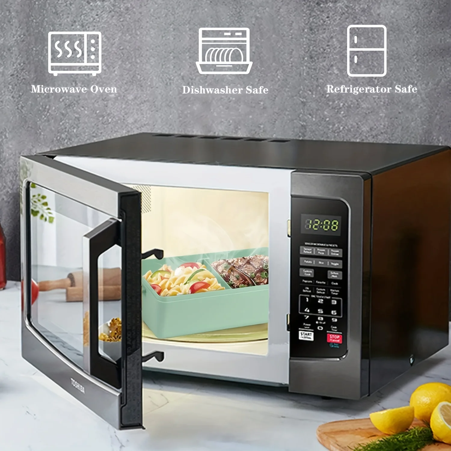 Stackable-Square-Bento-Lunch-Box-Leakproof-Microwave-Safe-with ...