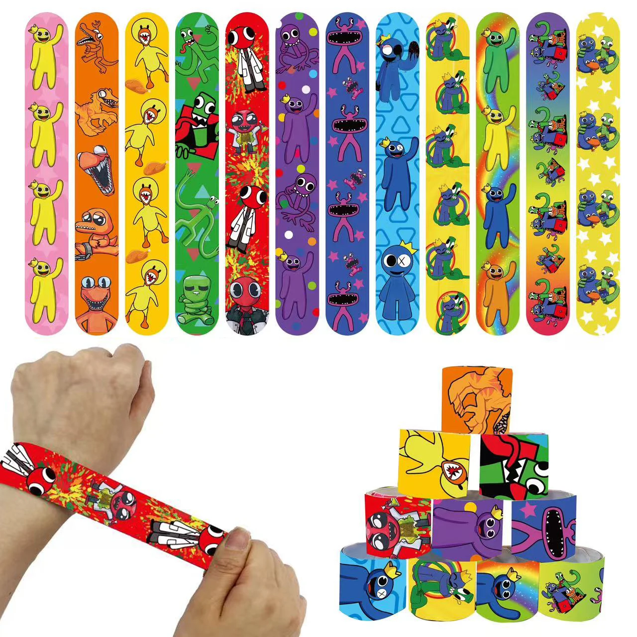 10 piezas de pulseras de bofetadas Lilo Stitch Mickey Mouse princesa ...