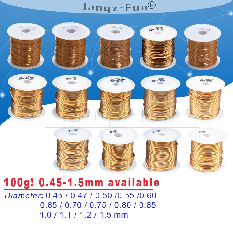 100g Polyurethane Enameled Copper Wire Varnished Diameter 0.45mm To 1.5mm QA-1/155 2UEW For ...