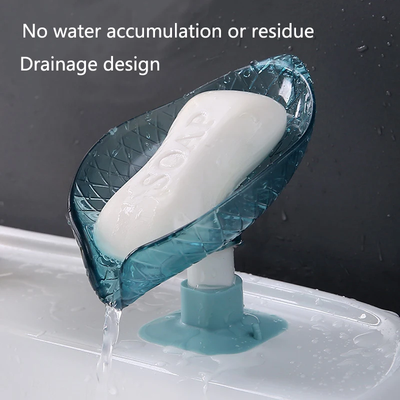 Bathroom Soap Tray Leaf Shaped Suction Cup Drainage Soap Box Non ...