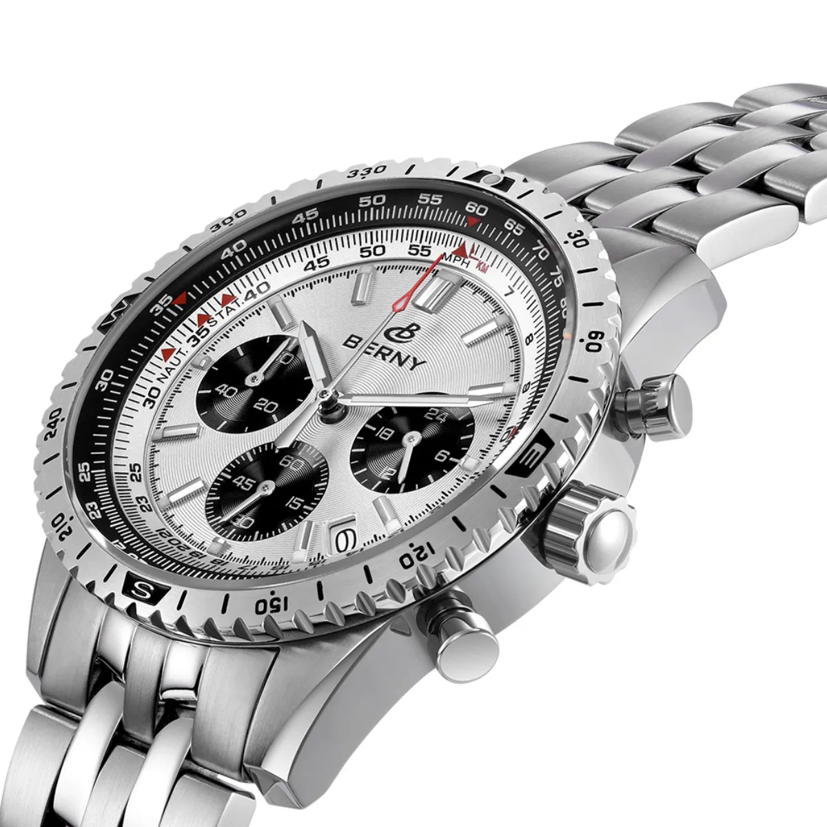BERNY-Watches-for-Men-Chronograph-Pilot-Quartz-Watch-Date-Sapphire ...