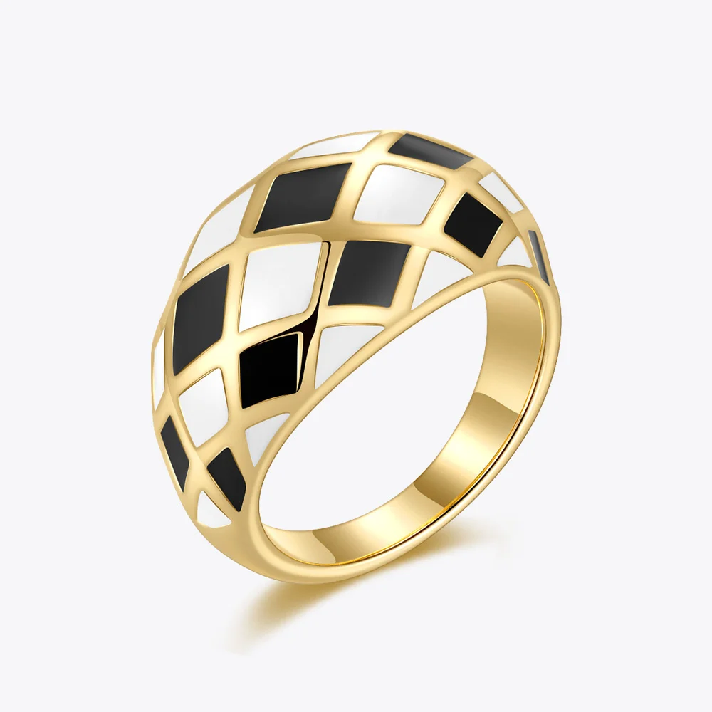 ENFASHION-Chunky-Rings-For-Women-Gold-Color-Grid-Colorful-Ring-2021 ...