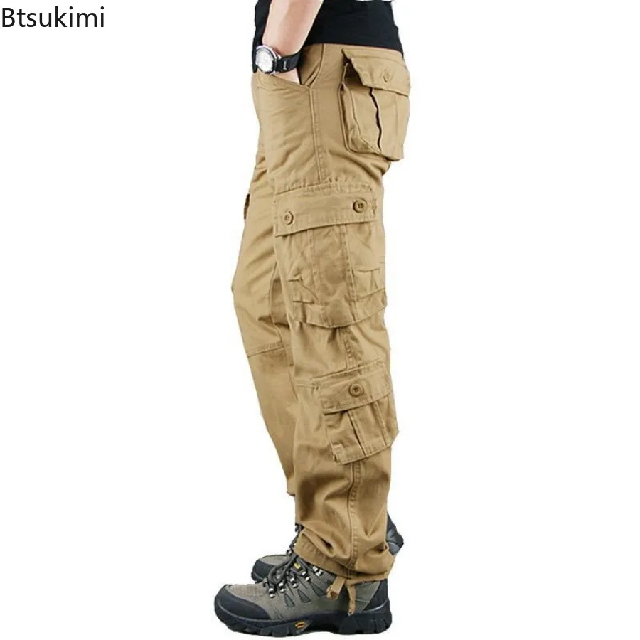 New-2024-Men-s-Cargo-Pants-Multi-pocket-Casual-Pure-Cotton-Straight ...
