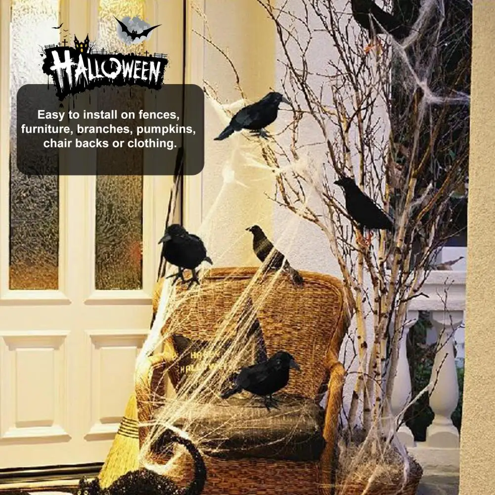 Halloween Black Crow Decoration Realistic Feathered Crow Prop ...
