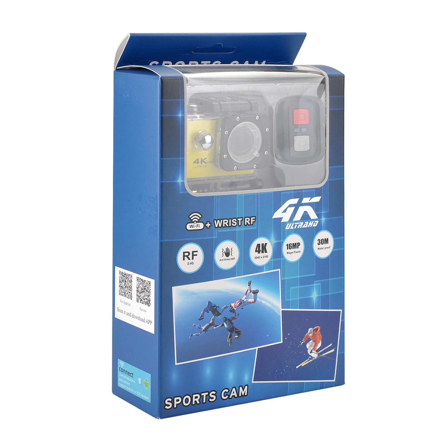 Mini Caméra d'Action 4K Ultra HD,Caméscope WiFi avec Télécommande,16MP ...