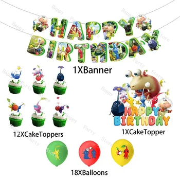 The Game Pikmin Birthday Party Decorations Pikmin Balloon Banner ...