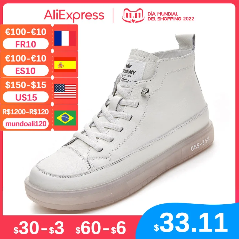 CXJYWMJL Zapatillas de cuero genuino para mujer, zapatos informales de alta calidad, de piel de ...