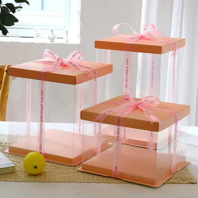 Cake Safe Transport Box 2-Pack 8" Tall 3-Layer Clear Cake Boxes ...