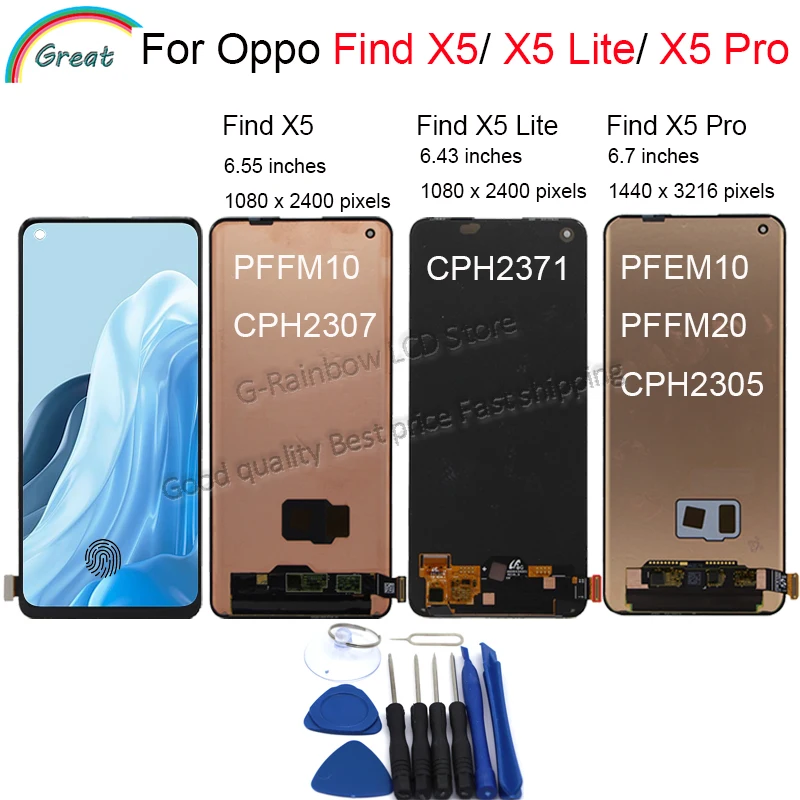 Original For OPPO Find X5 Lite LCD CPH2371 Find X5 PFFM10 Display Touch ...