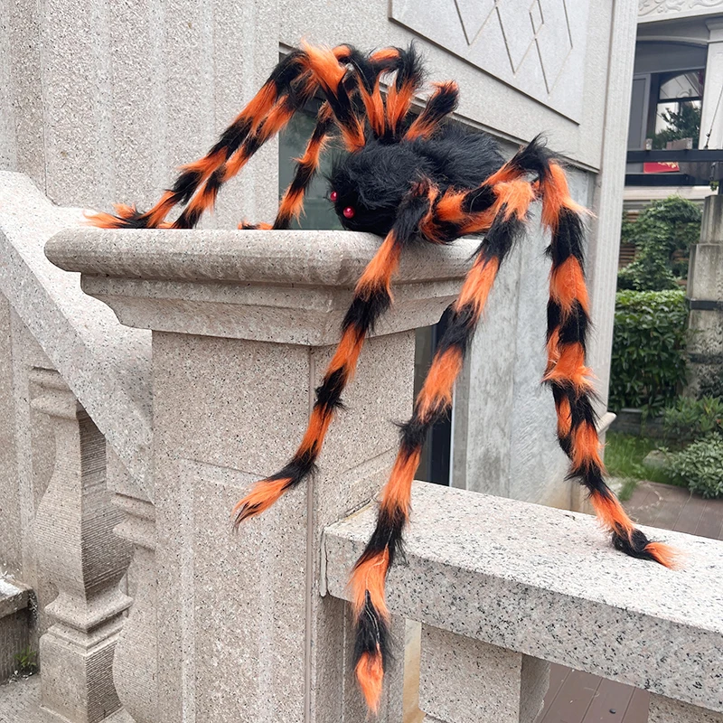 125cm Halloween Big Plush Spider Realistic Black Giant Spider Halloween ...