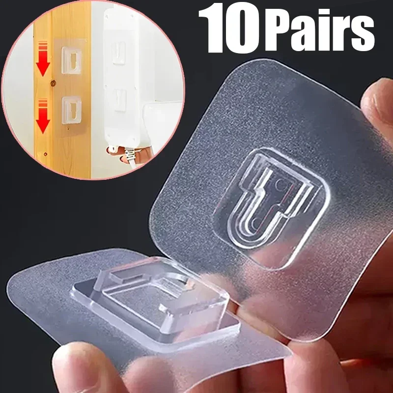 1-10-Pairs-Double-Sided-Adhesive-Wall-Hooks-Transparent-Suction-Cup ...