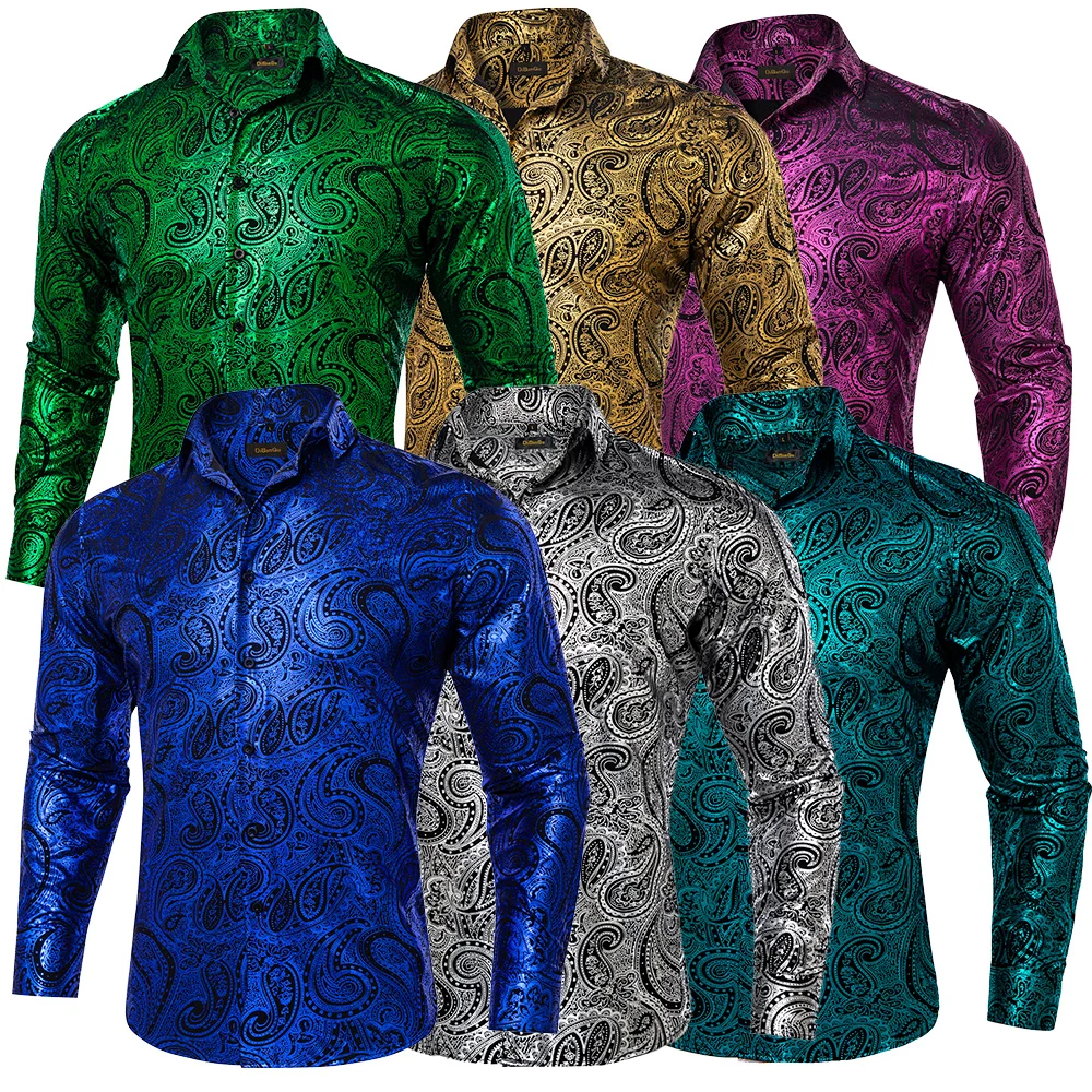 2023-Luxury-Gilding-Blue-Red-Gold-Paisley-Silk-Shirts-for-Men-Casual ...