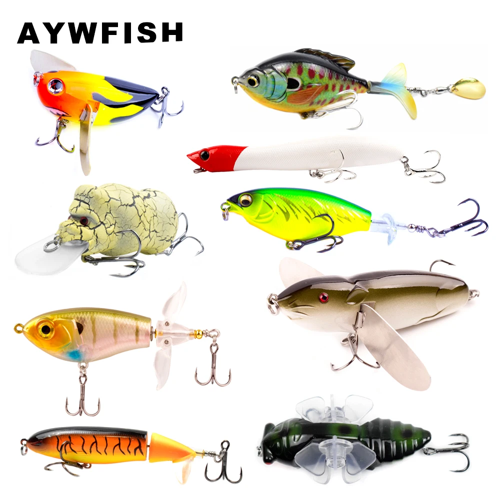 AYWFISH 1PC Topwater Hard Bait Wobbler Surface Artificial Bass Fish ...
