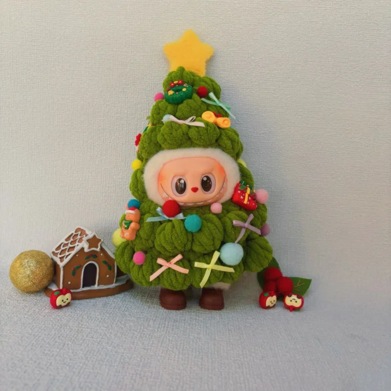 For 15/17cm Labubu Doll DIY Handmade Holiday Crochet Set Christmas Tree ...