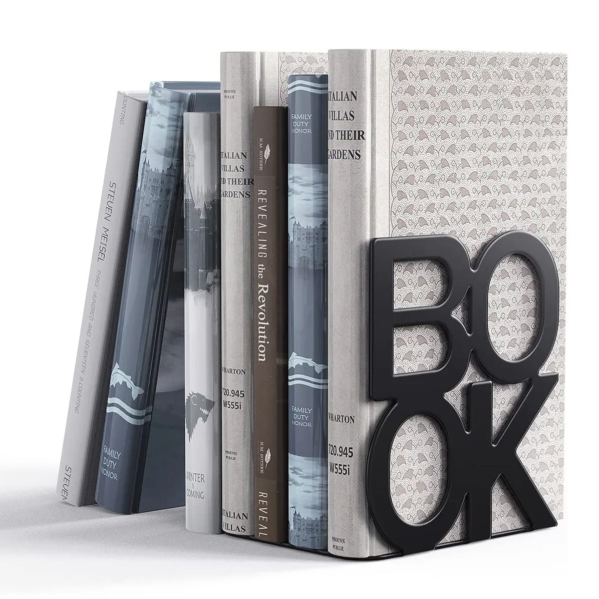 2Pcs-1Set-BOOK-Letter-shaped-Metal-Desktop-Office-Bookends-Board ...