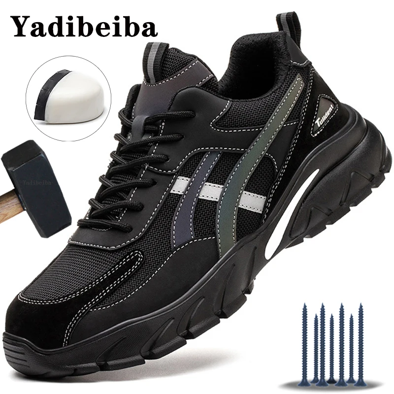 Safety-Shoes-Men-For-Work-Sneakers-Breathable-Lightweight-Plastic-Toe ...
