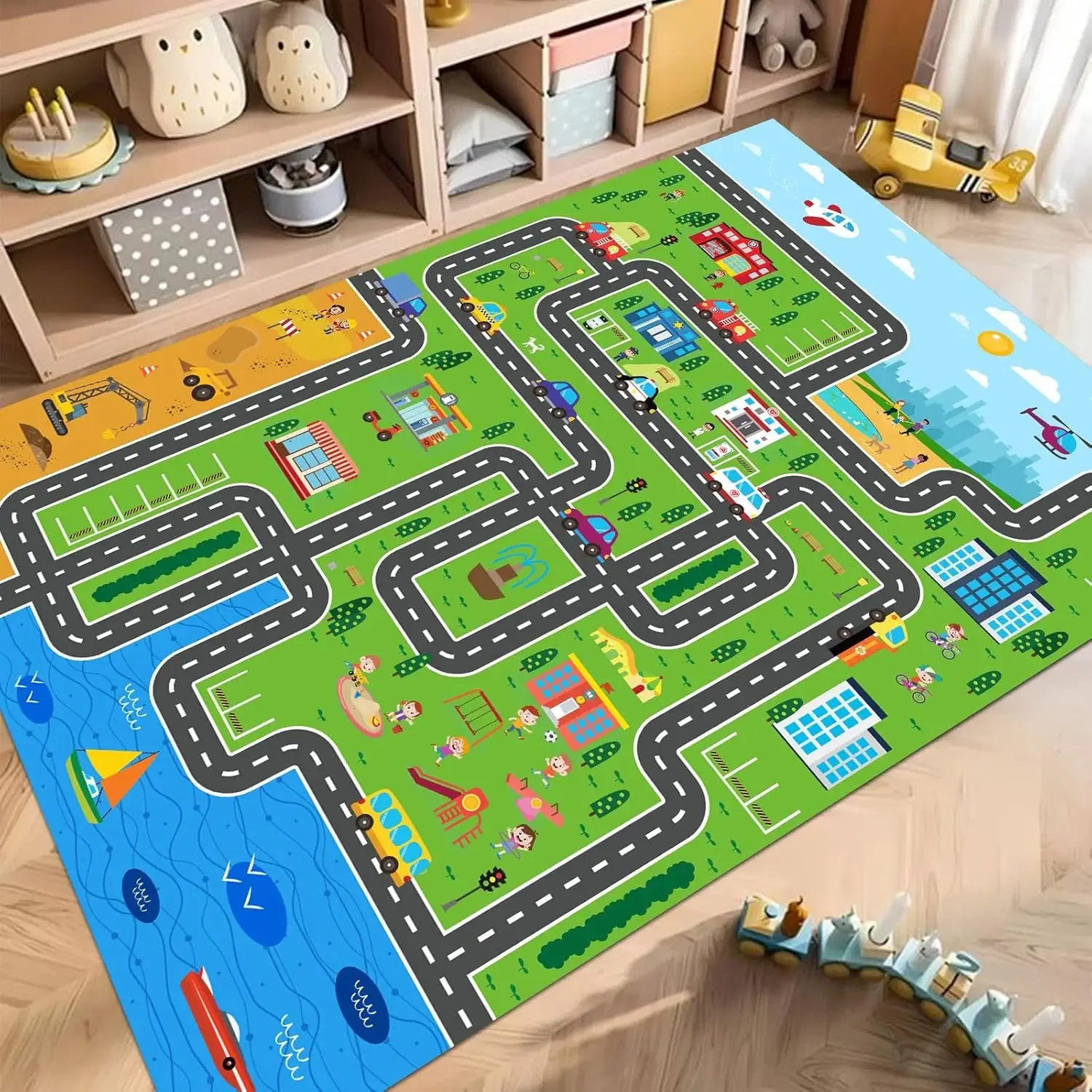 Baby Crawling Play Mat Car Play Mat for Boys and Girls Highway City ...