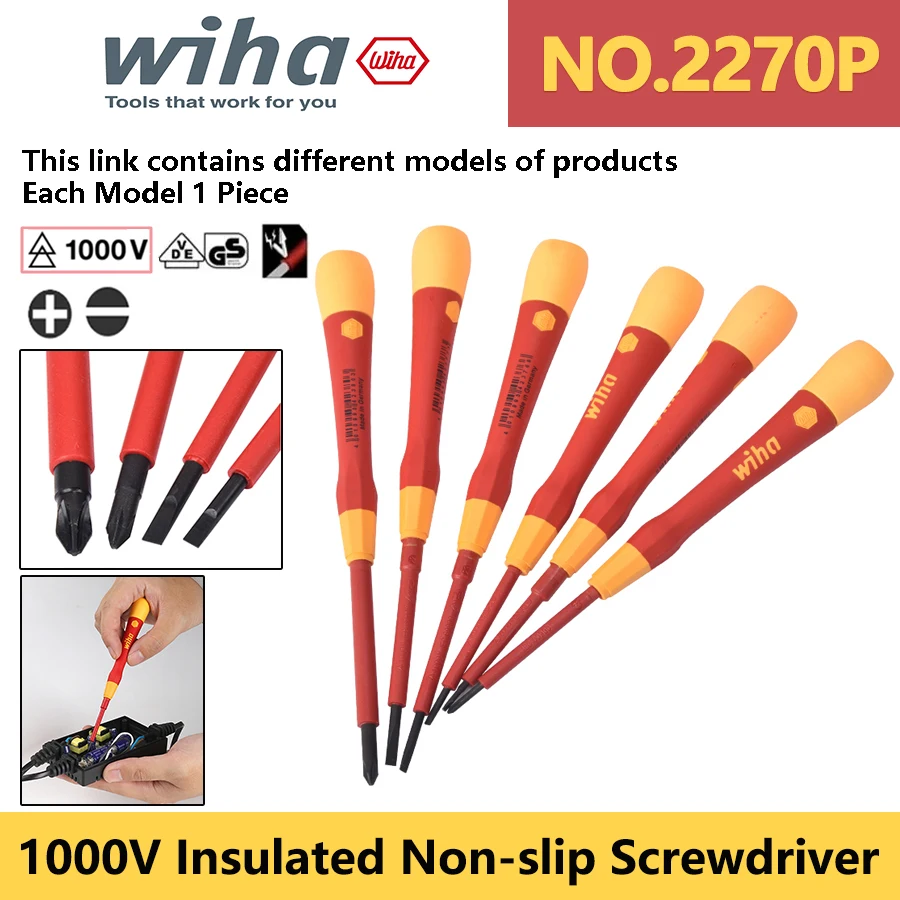 WIHA 1000V Insulated Screwdriver 1Pcs for Slotted and Phillips Screws ...