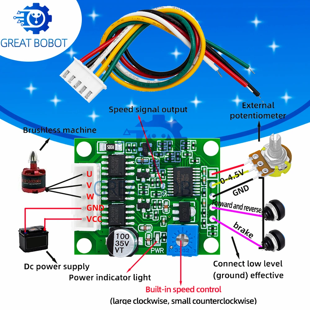 Brushless-Motor-Board-Driver-controlador-de-velocidade-BLDC-3-Phase ...