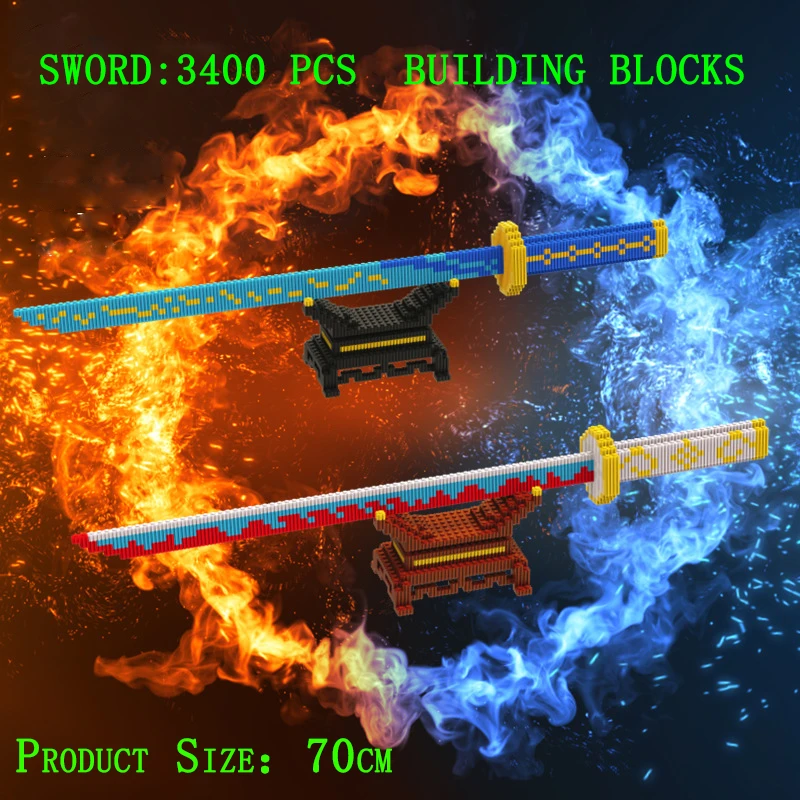 Samurai Sword Building Blocks Ninja Yamato Blade Katana Japanese Anime ...