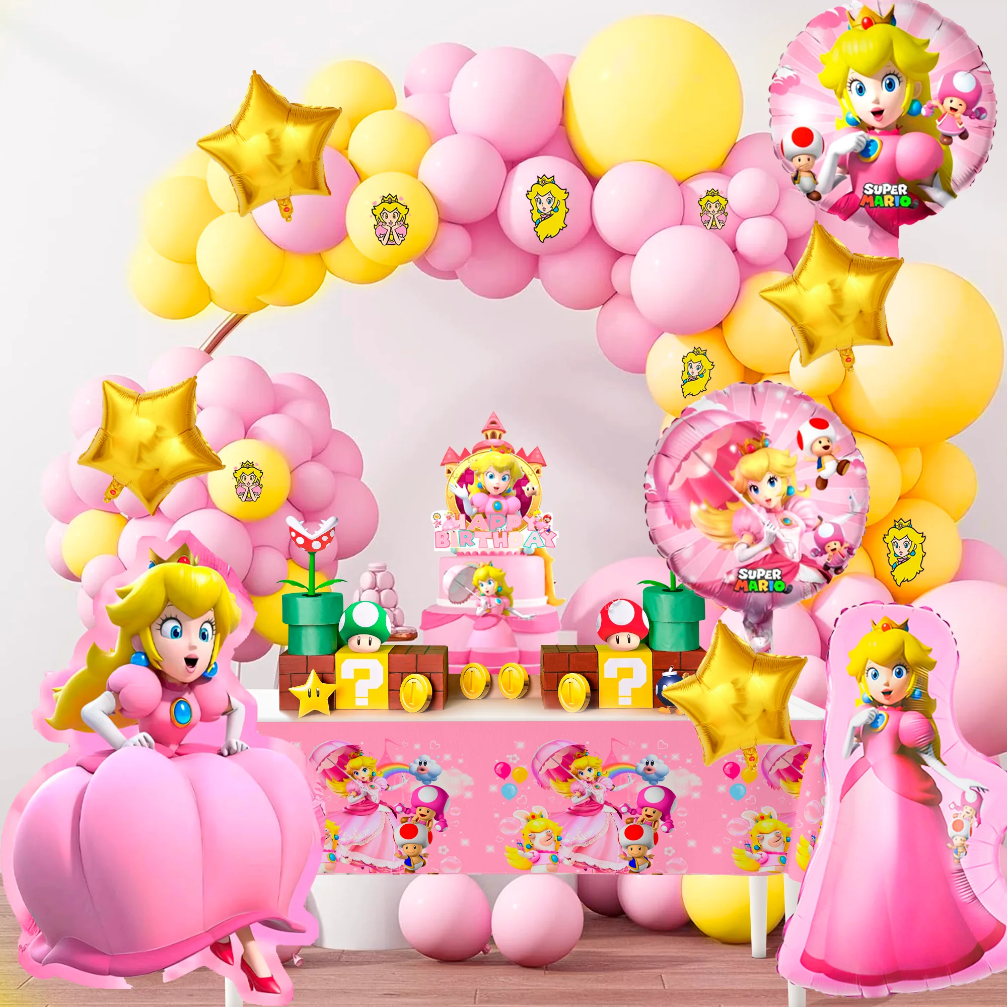 Peach Princess Decora, 123pcs Set Globos de Peach Princess de Fiesta ...