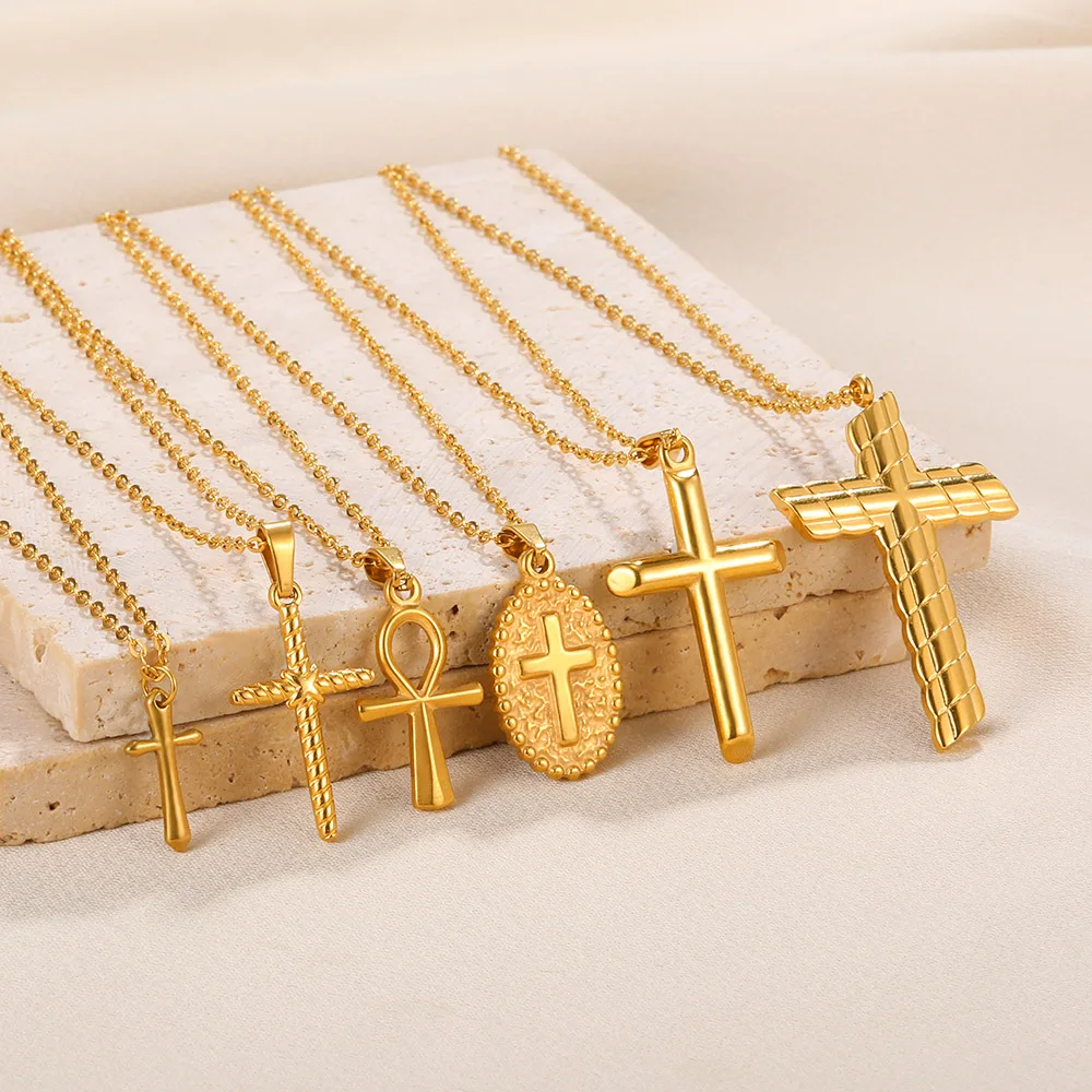 Christian-Jesus-Cross-Necklace-For-Women-Men-Stainless-Steel-Chains ...