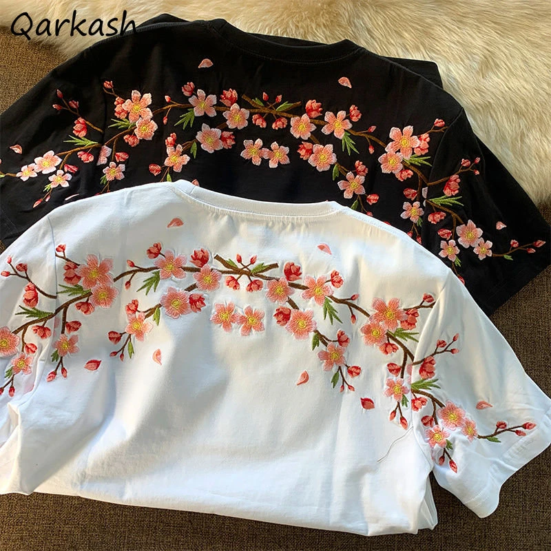 Embroidery T shirts Women Baggy M 4XL Clothes O neck Футболка Design ...