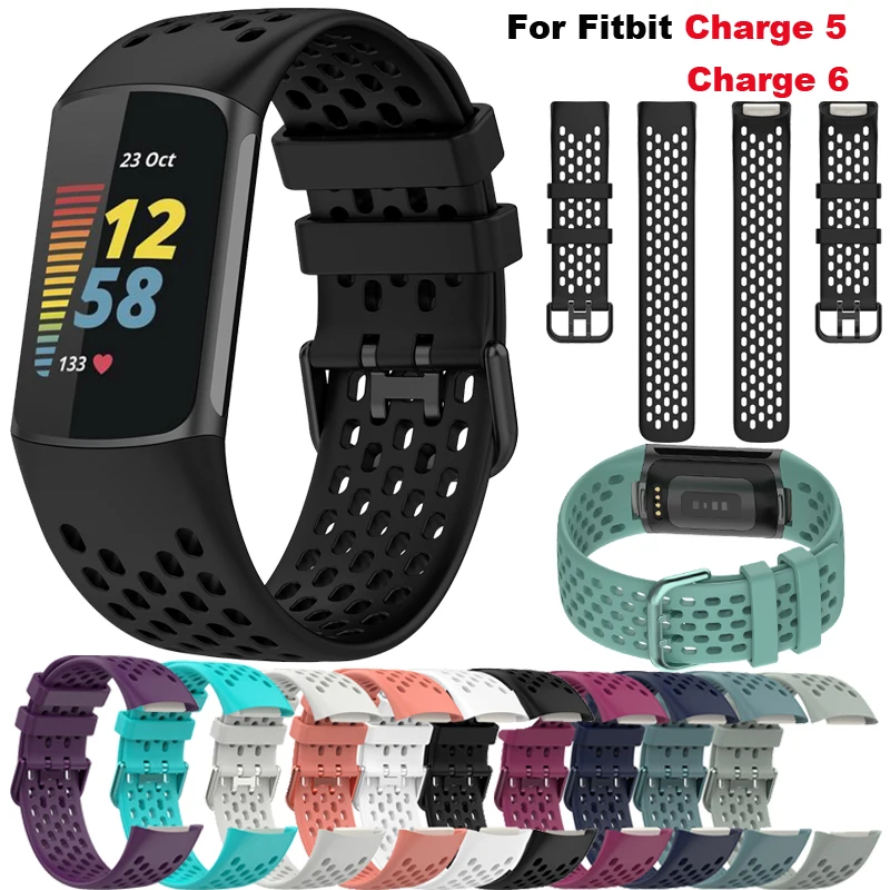 Silicone-Strap-For-Fitbit-Charge-6-Smart-Watch-Breathable-TPU-Sports ...