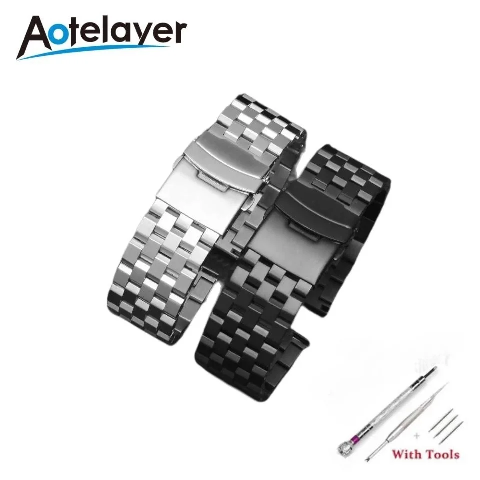 18mm 20mm 22mm 24mm 26mm Stainless Steel Watch Strap Bracelet Full ...