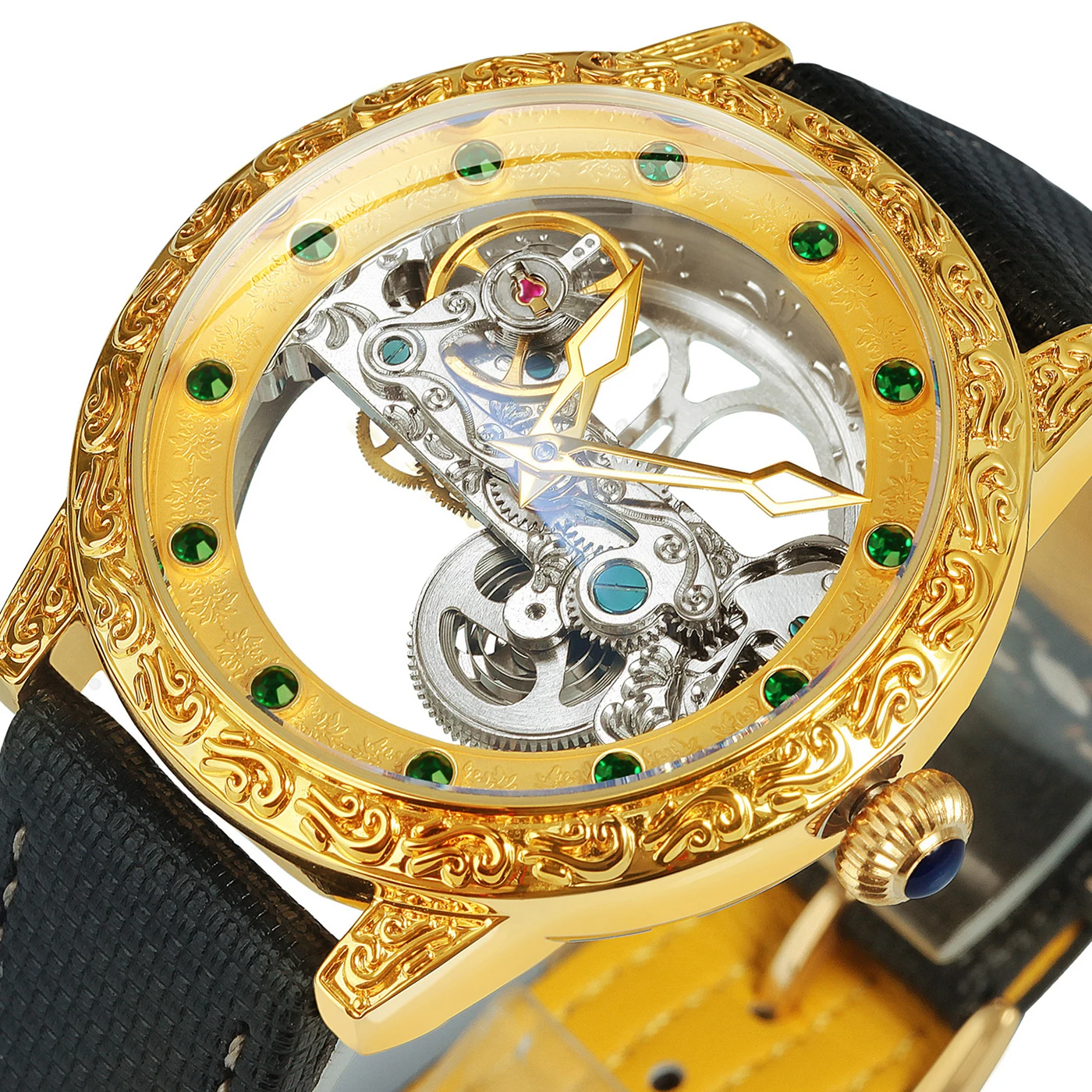 Luxury Skeleton Automatic Men Watch Retro Golden Bridge Waterproof ...