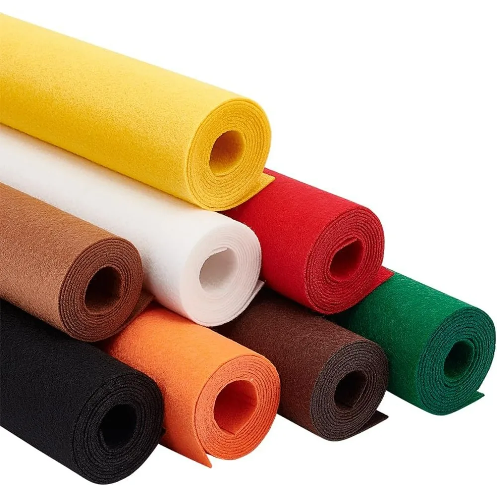 8-Rolls-8-Colors-Black-White-Felt-Fabric-Sheets-Green-Red-Orange-Craft ...