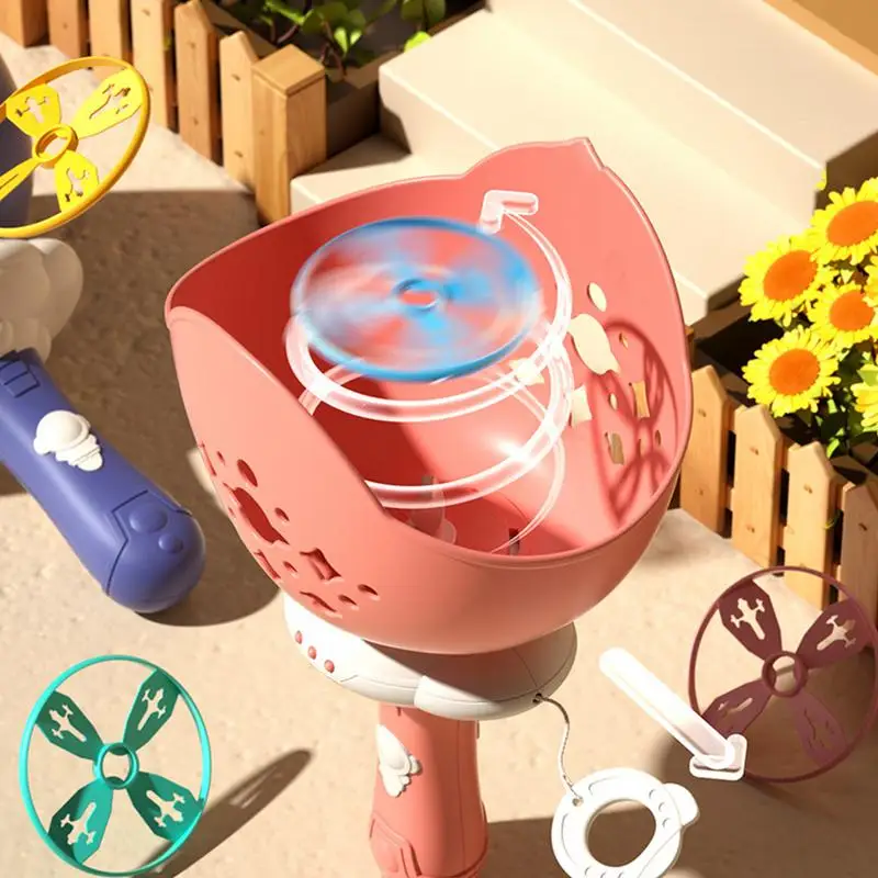 Flying-Disc-Launcher-Kids-Saucer-Hand-Helicopter-Toys-Pull-String-UFO ...
