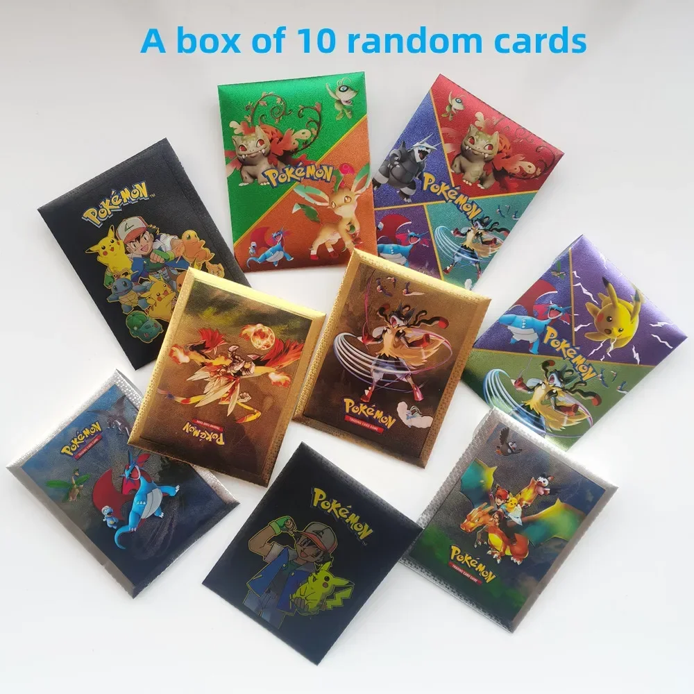 2023 NEW A Box of 10Pcs Pokemon Cards Gold Foil Card Gold Vmax Vstar V ...