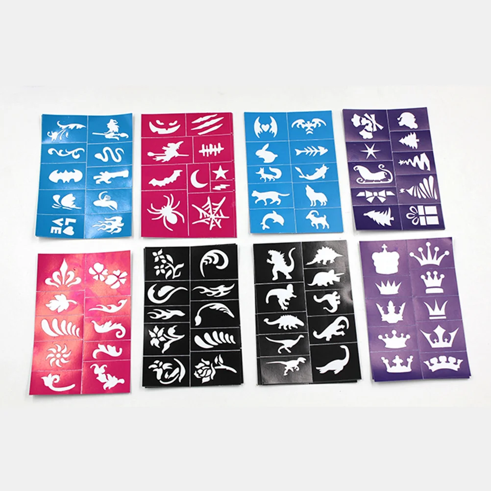 10Pcs-Halloween-Face-Kids-Tattoos-Templates-Painted-Stencils-Glitter ...