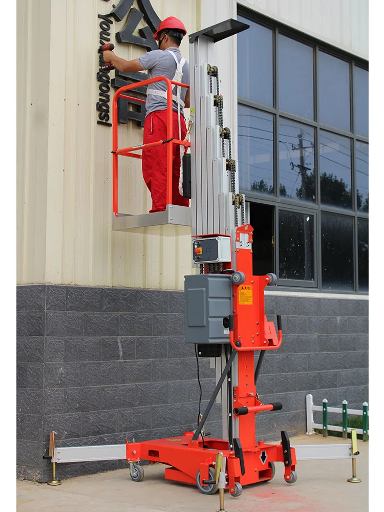 Single-mast-aluminum-telescopic-mechanism-man-lift-vertical-hydraulic ...