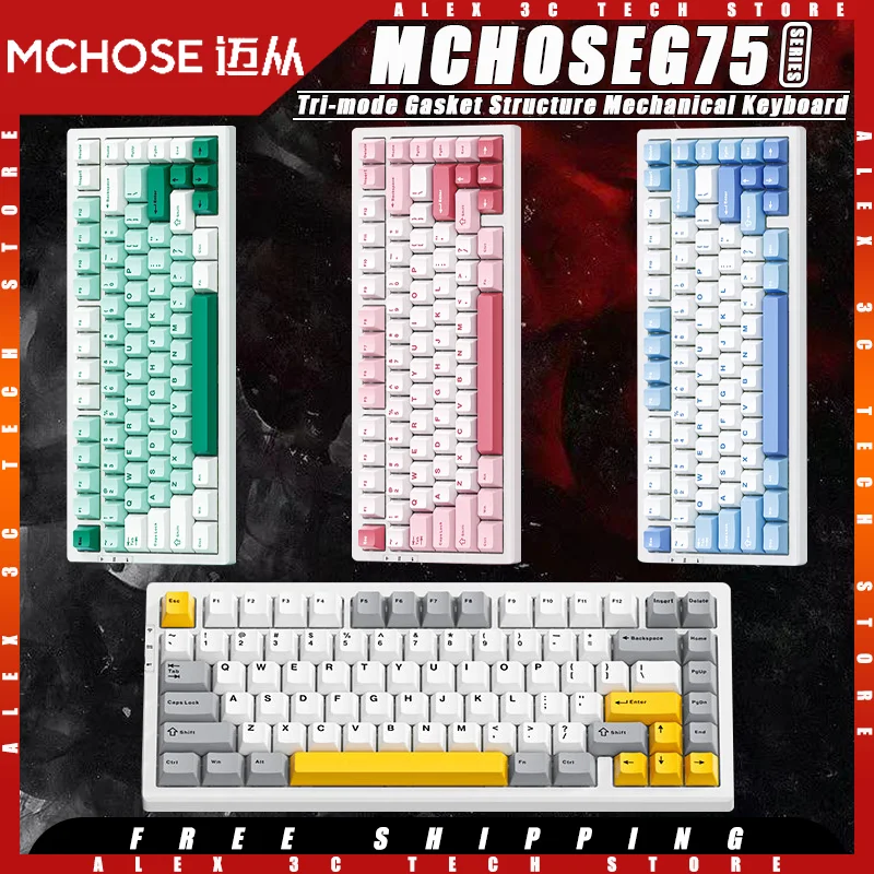 MCHOSE G75 Pro Mechanical Keyboard Tri-mode Wireless Hot Swap Gasket ...