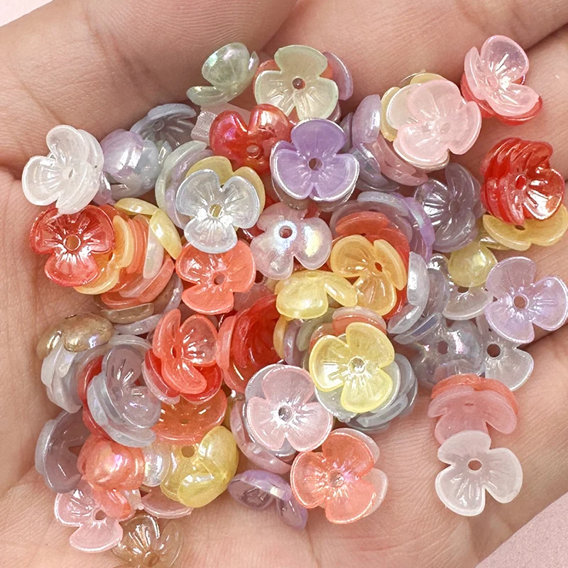 100Pcs-9-5mm-Small-Flower-Beads-Acrylic-Colorful-Jewelry-Making-Beaded ...