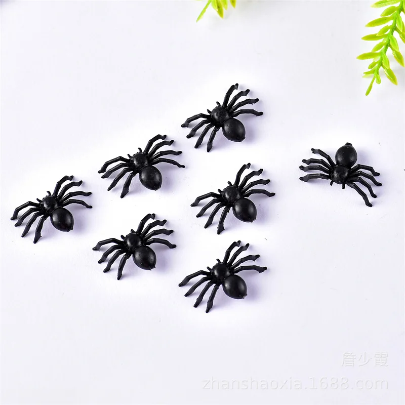 50pcs Halloween Spiders Decorations Small Black Plastic Spiders Haunted ...