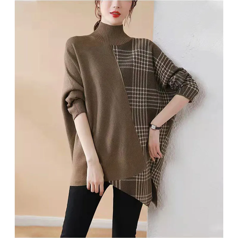 New Irregular Stitching Long Sleeve Sweater Women's Spring And Autumn ...