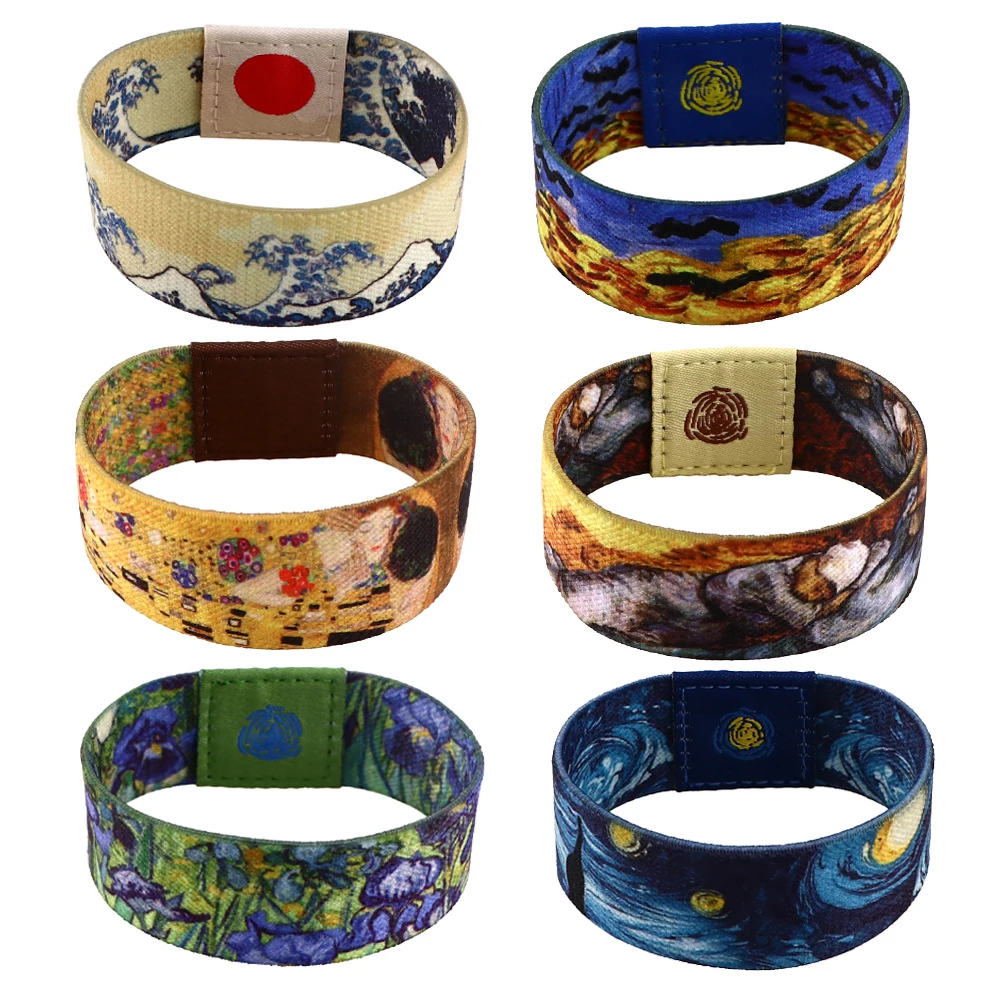 Retro-Oil-Painting-Style-Stretch-Wristband-Bracelet-Men-Women-Children ...