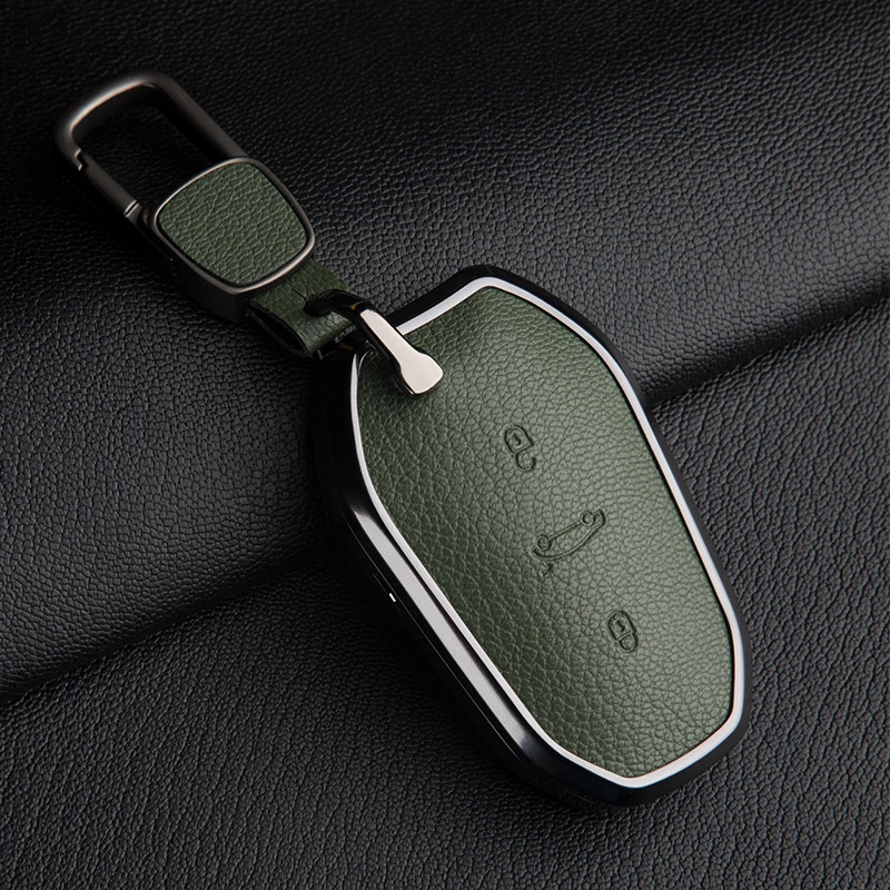 Aluminum-Alloy-Leather-Car-Remote-Key-Case-Cover-Shell-For-Citroen-C1 ...