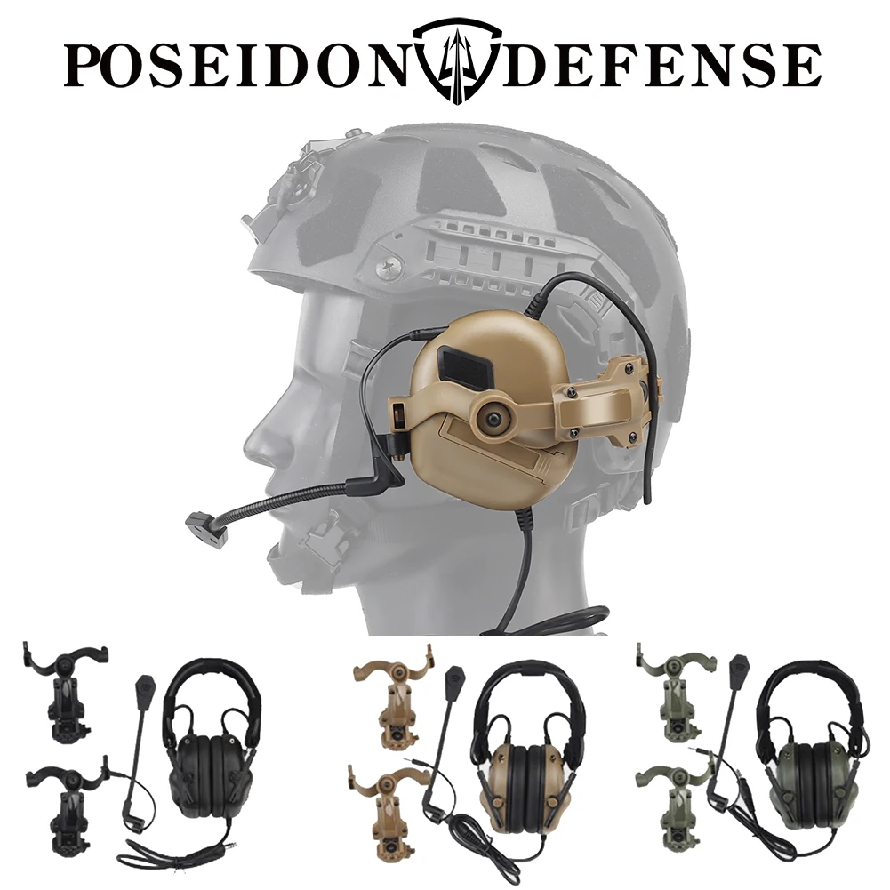 Tactical-Gen5-sound-pickup-noise-reduction-Head-Helmet-Headset-with-Adapter-Bilateral-Microphone ...