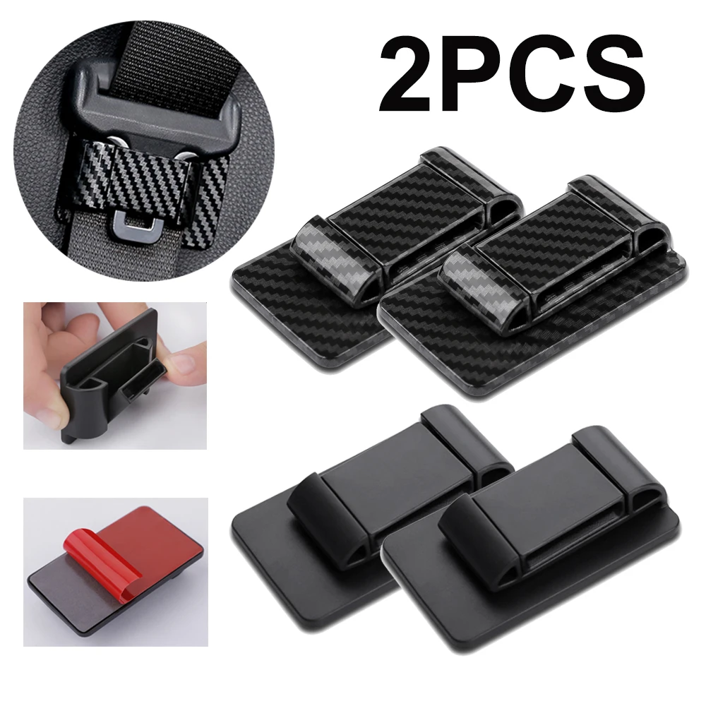 2pcs-Car-Interior-Seat-Belt-Holder-Carbon-Fiber-Glossy-Matte-Black-Seat ...