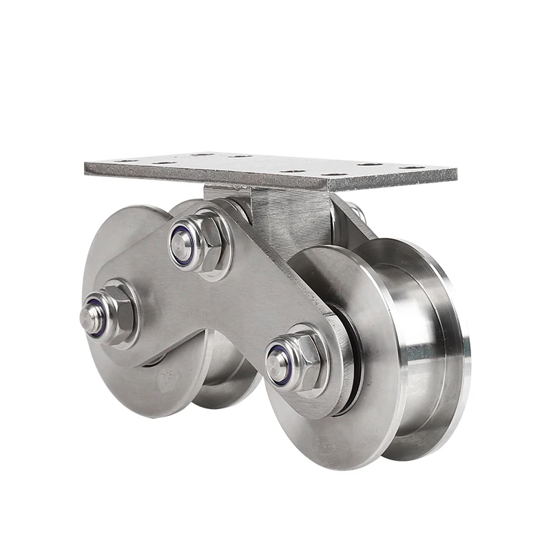 1pcs-Stainless-steel-fixed-pulley-double-wheel-U-V-H-type-high-load ...