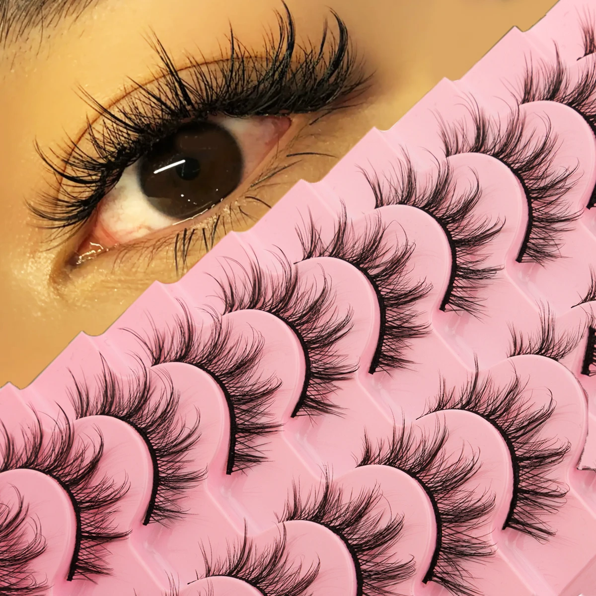 10 Pairs False Eyelashes Cat Eyes Super Fluffy False Mink Eyelashes ...