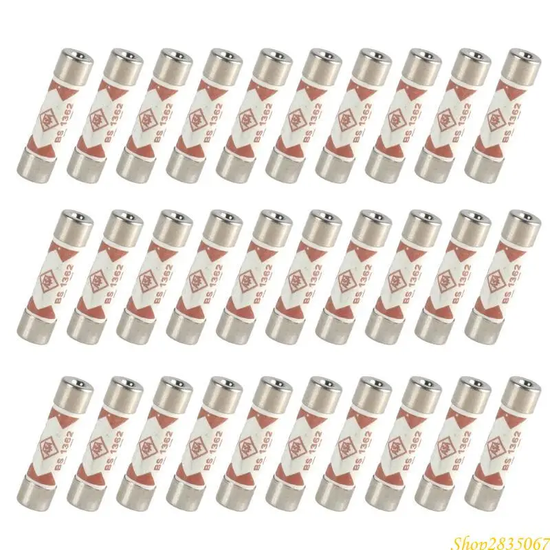 30pcs 13Amp UK Type Plugs Fuses Extension leads Fuses High Conductivity ...