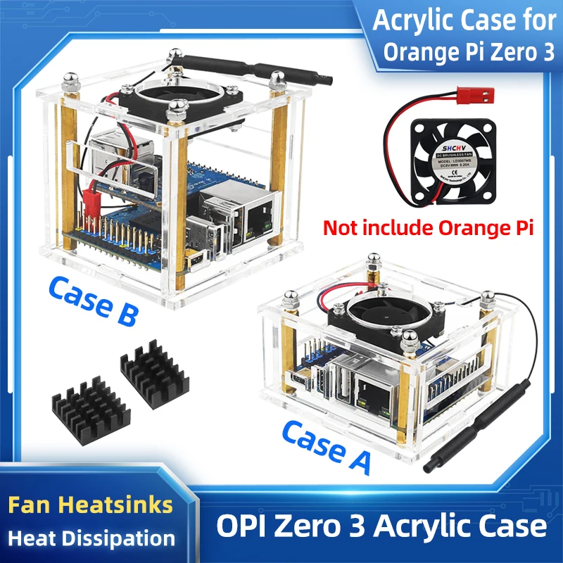 Orange-Pi-Zero-3-Acrylic-Case-Transparent-Shell-Optional-Cooling-Fan ...