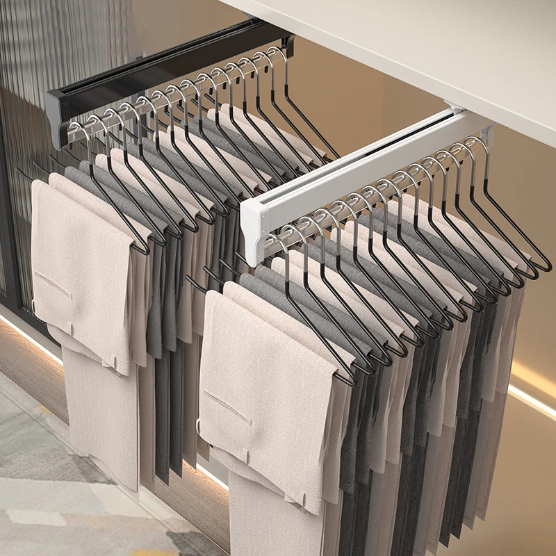Top Mount Wardrobe Hanger Pulling Out Hangers Extendable Clothes Rail ...
