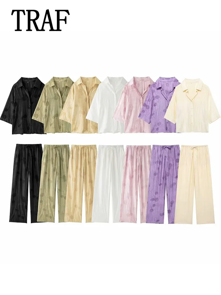 TRAF-Women-2-Piece-Set-2024-Summer-Printed-Straight-Leg-Pants-Fashion ...