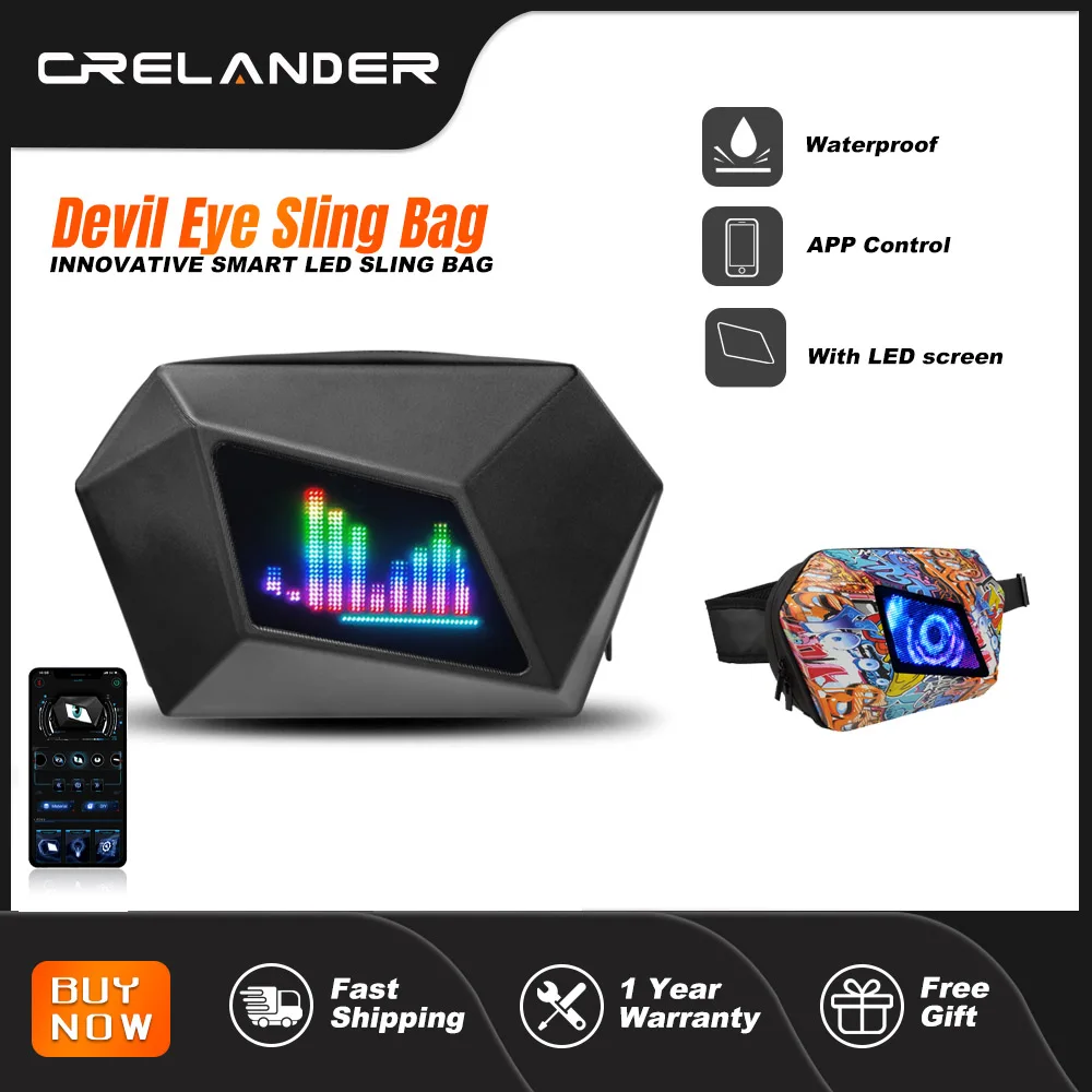CRELANDER-Sling-Bag-With-LED-Display-Crossbody-Waterproof-Shoulder ...